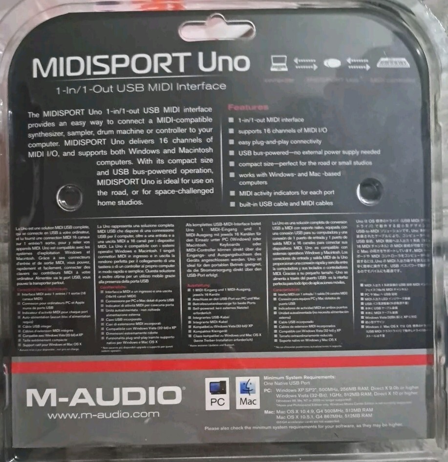 M-Audio MIDIsport uno MIDI to USB Interface NEW 612391301019 | eBay