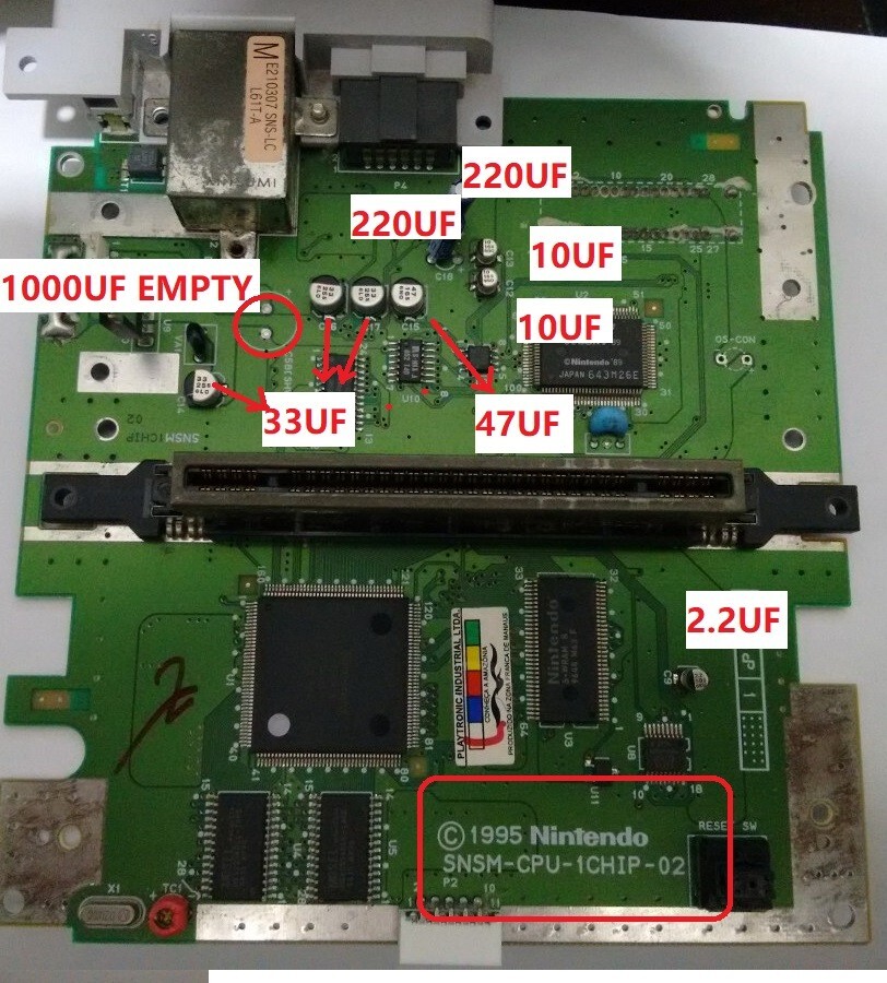 Super SNES Capacitor Repair Kit / SNS-CPU-1CHIP & SNS-CPU-RGB & SNS-CPU ...