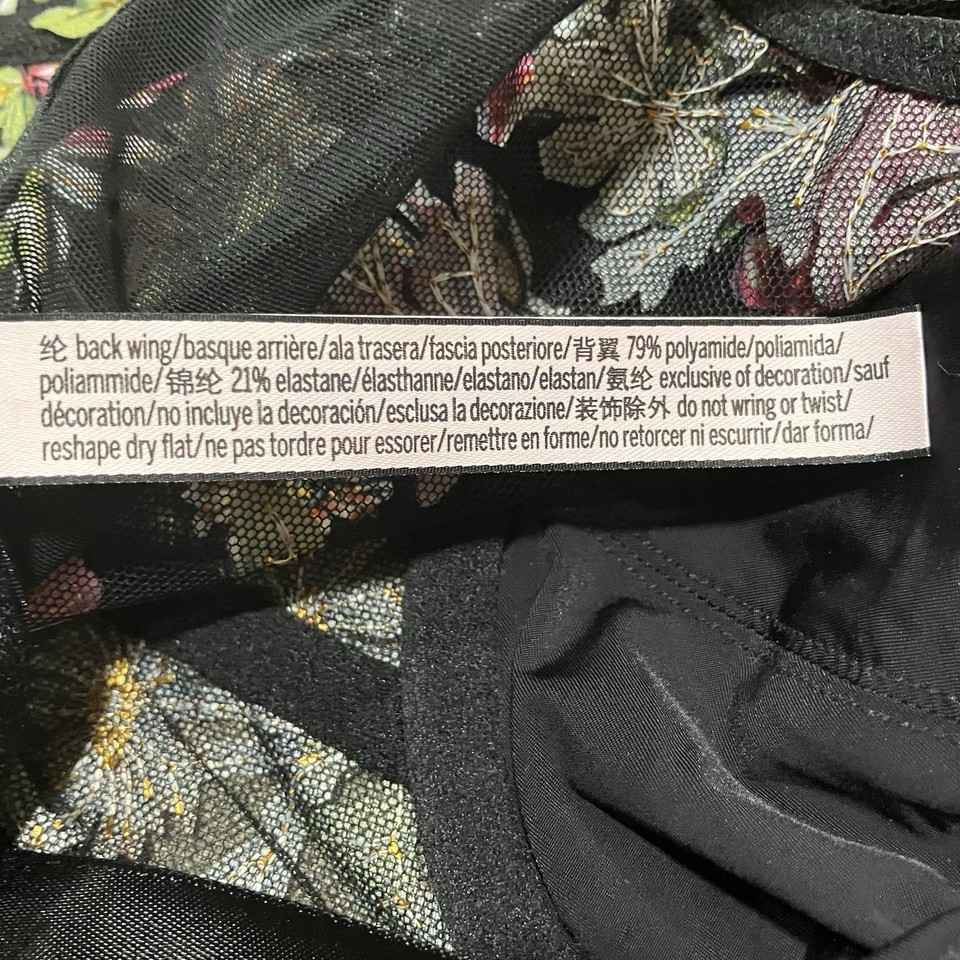 Victorias Secret Dream Angels Corset Bustier Bra Top 34C Black Floral ...