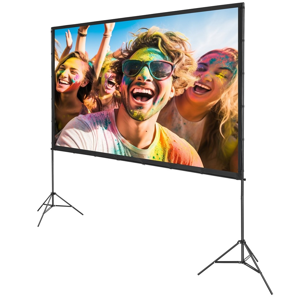 Projector Screen with Stand,120 inch 16:9 4K 1080 HD Outdoor Movie ...