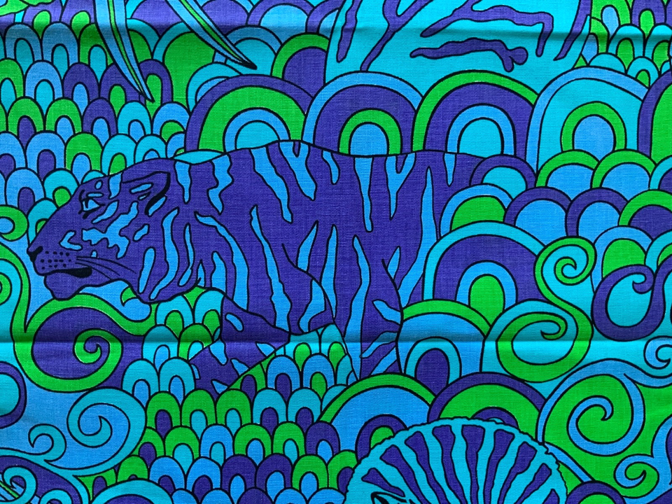 NEW Vintage MOD Pop Art 1970s Neon Purple Blue Green Animal Print ...
