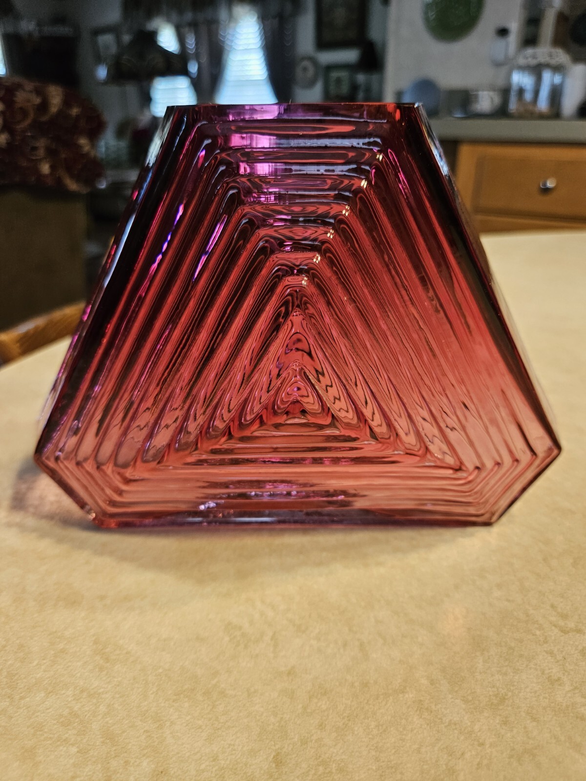 Vintage Pilgrim Glass Cranberry Triangle Blenko Style 9"x 6.25"x 4.5 ...