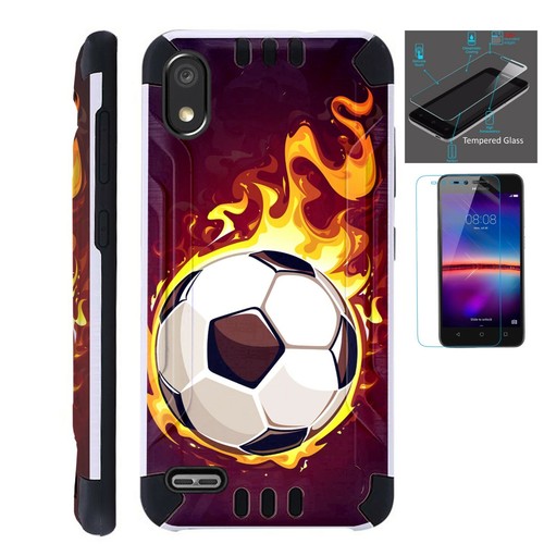 COMBAT for TCL A2X A2 Phone Case Cover + SCREEN PROTECTOR / SOCCER FIRE ...
