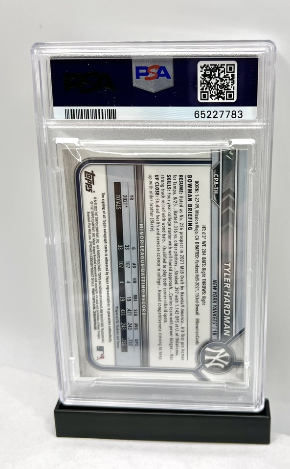 2022 Bowman Chrome Prospects Tyler Hardman Auto /75 PSA 9 Mint #CPATH ...