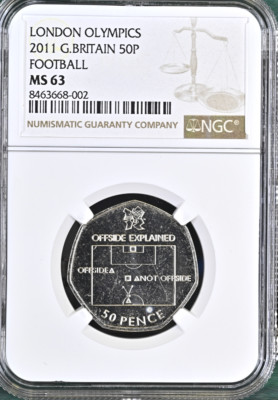 2011 Olympics Football 50p Offside MS63 NGC Britain Royal Mint | eBay