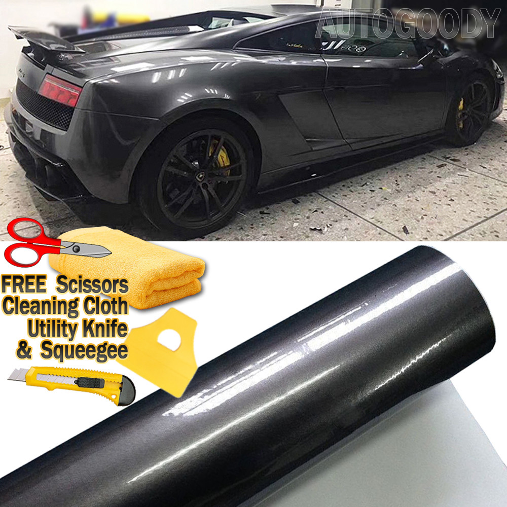 Premium Super Gloss Gray Metallic Gunmetal Vinyl Film Wrap Decal Air ...