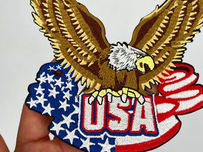 AMERICAN BALD EAGLE PATCH embroidered iron-on PATRIOTIC BIKER EMBLEM ANIMAL LOGO | eBay