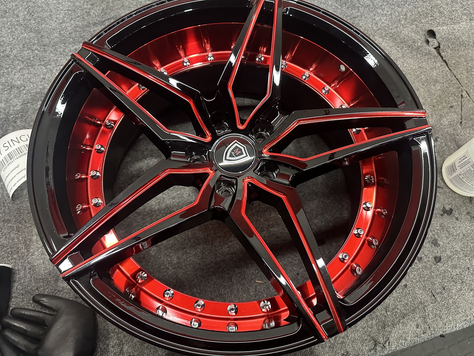Blemished Single 19x9.5 Black Red Wheel Marquee Luxury M3259 5x4.5 38 ...