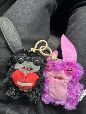 Zuru Baby Fugg Fugglers Keychain Pair Fuzzy Pink and Black New with ...