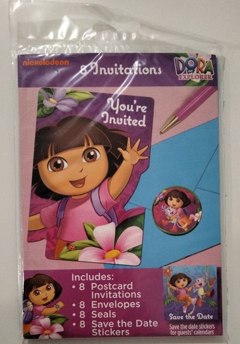 DORA THE EXPLORER BIRTHDAY PARTY INVITATION CARDS ENVELOPES SEALS SAVE ...