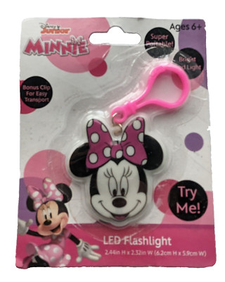 Disney Junior Minnie Mouse LED Flashlight with Backpack Bag Clip READ ...