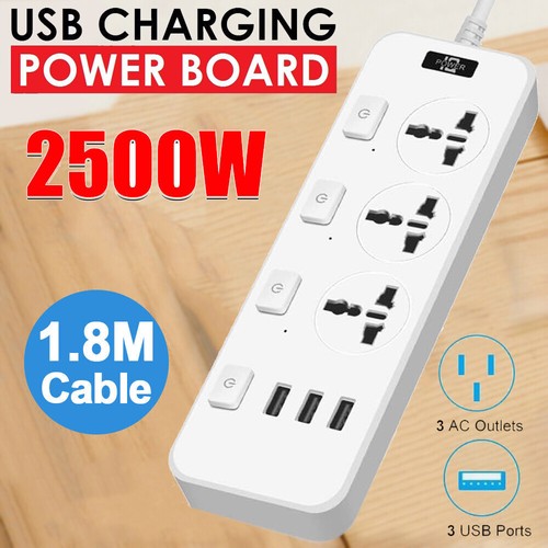 Universal Power Strip Powerboard Power Board with 3 AU Plug 3 USB Ports ...