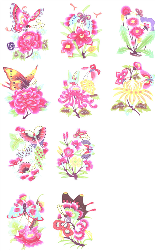 Paper Cuts Butterfly Flying Over Flower Set 10 colorful pcs Zhou 10 ...
