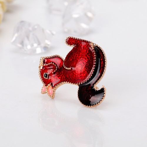 Beautiful Vintage Art Style Enamel Crystal Red Squirrel Brooch Badge ...