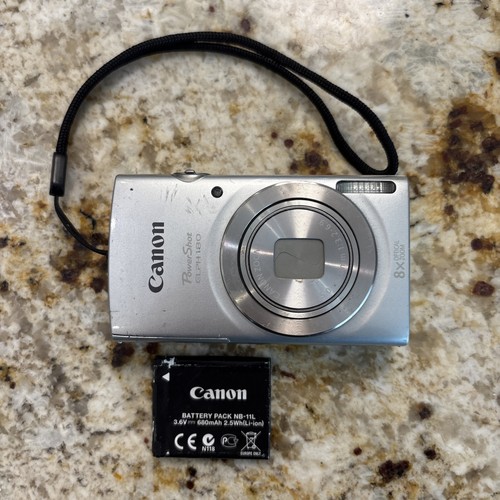 Canon PowerShot ELPH 180 Digital Camera 20MP Silver w/ Battery - No ...