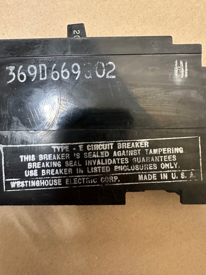 Westinghouse Type-E 20A 1 Pole Circuit Breaker - Lot of 2 | eBay