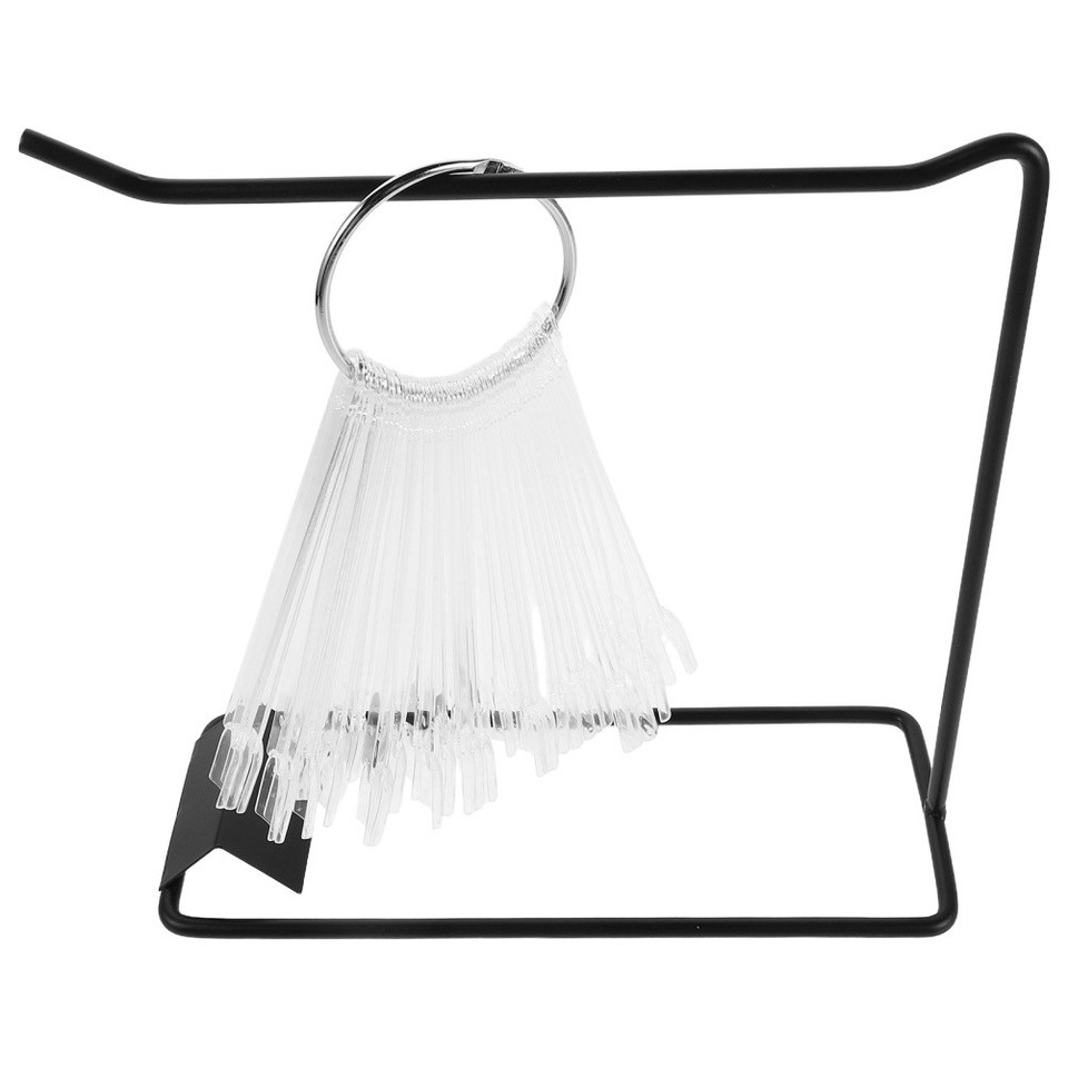 1 Set Nail Display Sticks with Iron Stand Ring Fan Shaped False Nail ...
