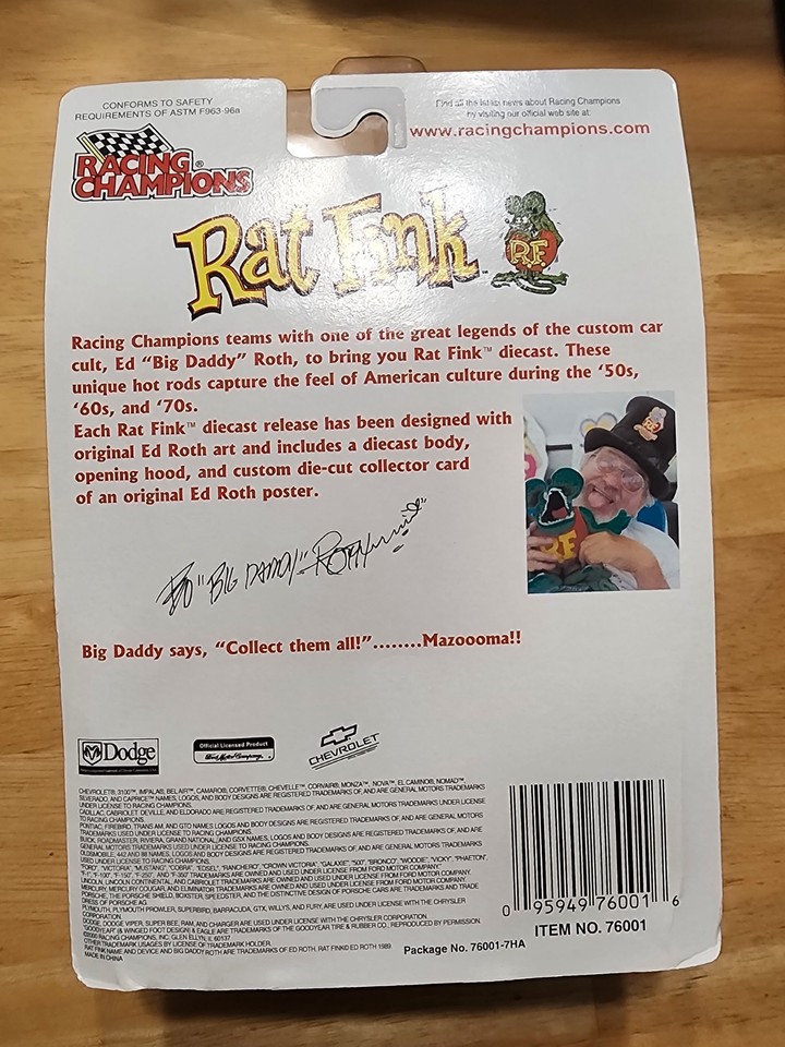 2001 Racing Champions Rat Fink Ed Roth 1964 1/2 Ford Mighty Mustang (T3 ...