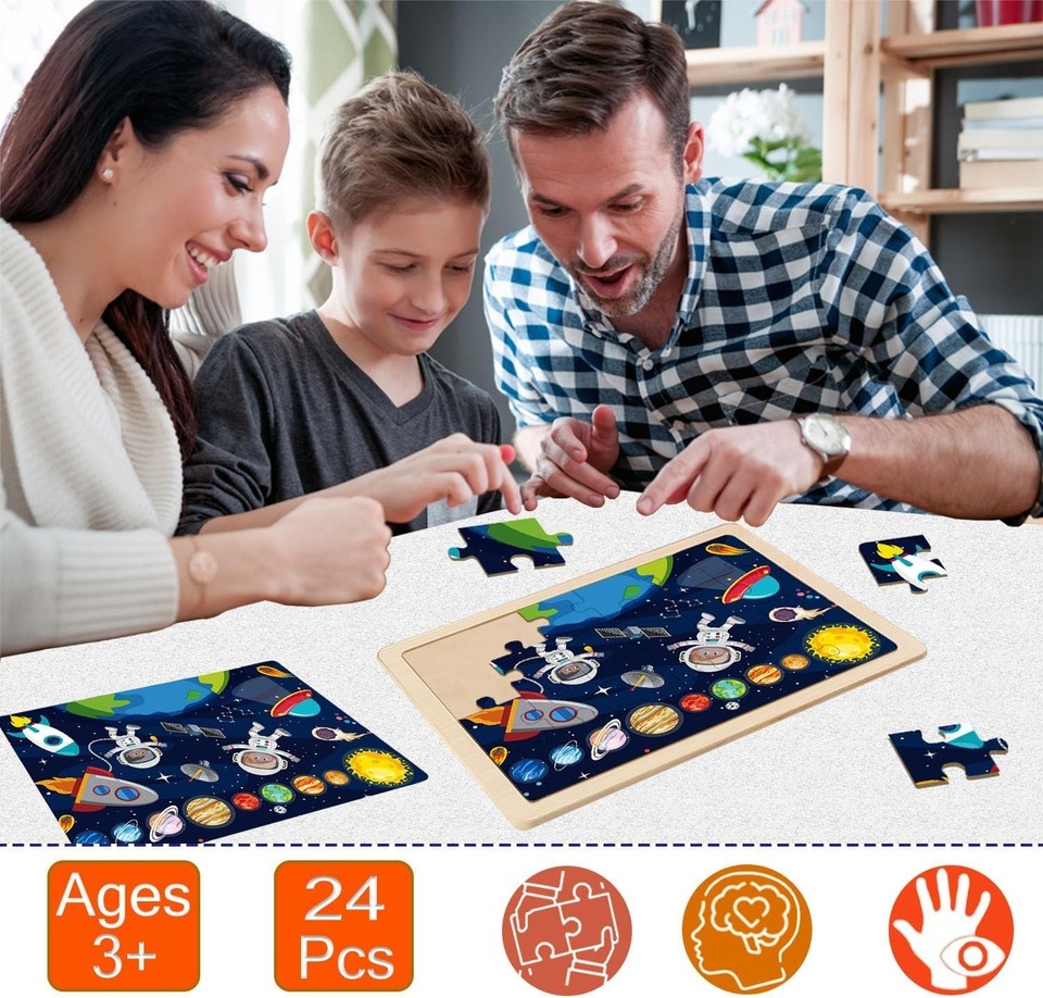 Puzzles For Kids Ages 4-6, 24 Pieces Wooden Jigsaw Puzzles For Toddler ...