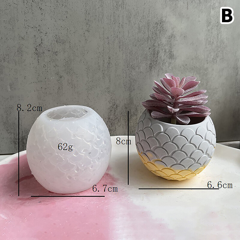Fish Scales Cup Candle Jar Silicone Molds DIY Cement Plaster Planter ...