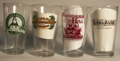 Closed micro beer, brewery pint glasses, mixed, your choice, pick 6 of ...