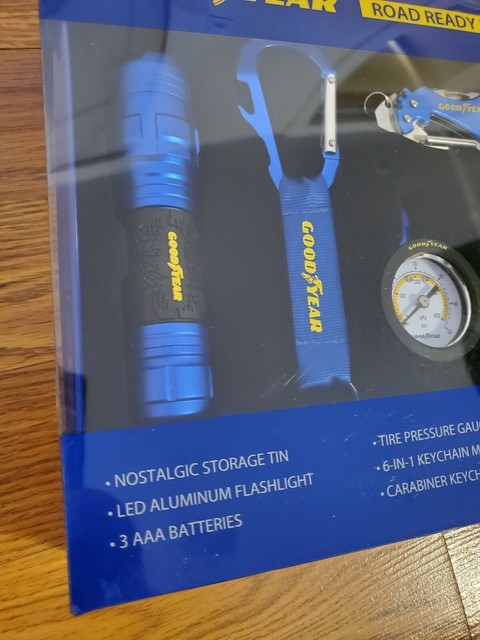 Goodyear Road Ready Kit LED Flashlight Multi-tool Tire Gauge Batteries ...