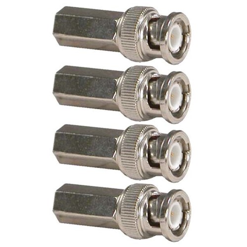 4x RG6 BNC Male Twist-on Connector 18AWG Nickel Plated Center Pin BNC ...