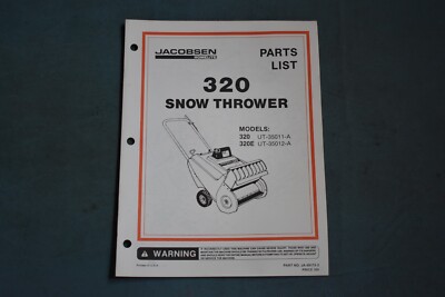 Jacobsen Homelite Snow Thrower Blower Model 320 320E UT35011-A 12-A ...