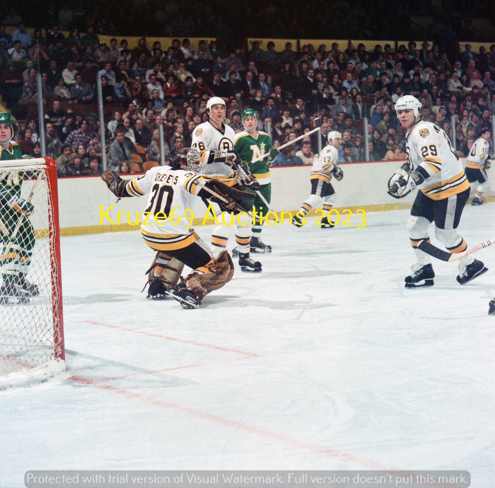 GERRY CHEEVERS Defends NET 120mm COLOR NEGATIVE Boston BRUINS HOF ...