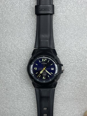 Mens Casio HD Watch 41mm Black 2719 MW-600 Blue Dial WR 100M Date New ...