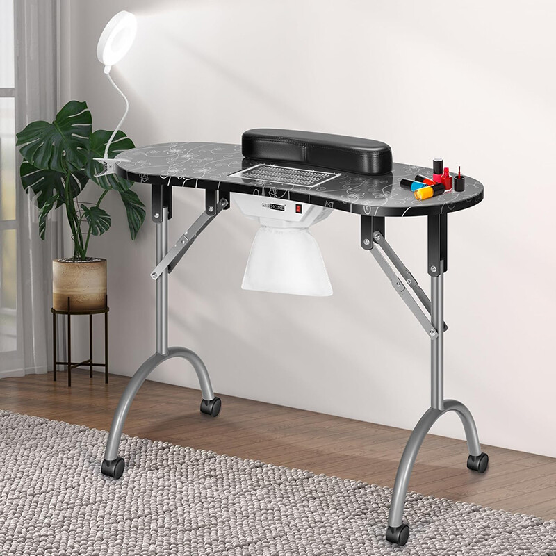 Portable Manicure Table Nail Desk Station w/LED Lamp Dust Collector ...
