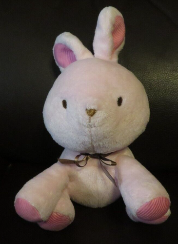 Carters Child of Mine Pink Bunny Rabbit 6" Brown Bow Ribbon Plush Lovey ...