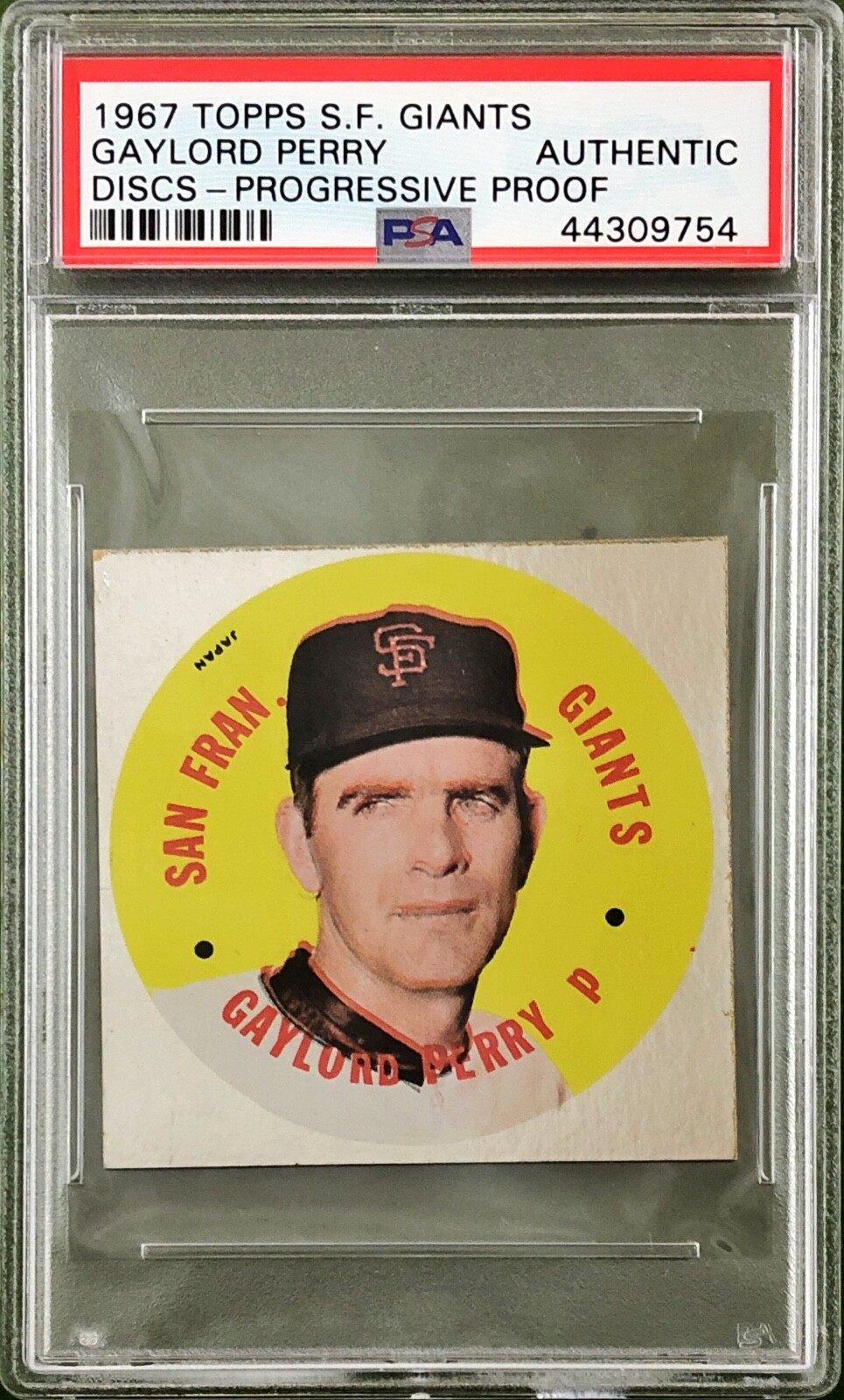 1967 TOPPS SAN FRANCISCO GIANTS DISC TEST ISSUE PSA AUTHENTIC GAYLORD ...