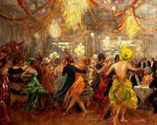 Masquerade scene Prom party Oil painting Wall art Giclee Printed on ...