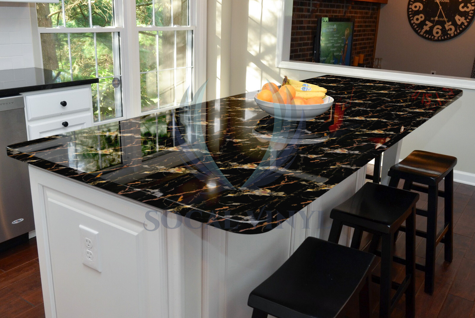 Gloss Marble Granite Vinyl Wrap Sticker Wallpaper Kitchen Home Counter ...