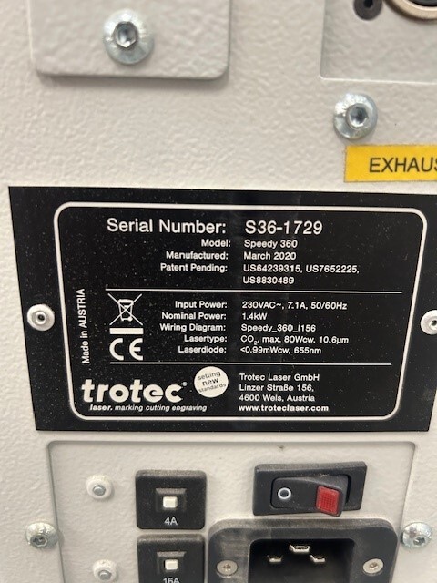 2020 Trotec Speedy 360 80W Serial # S36-1729 | eBay