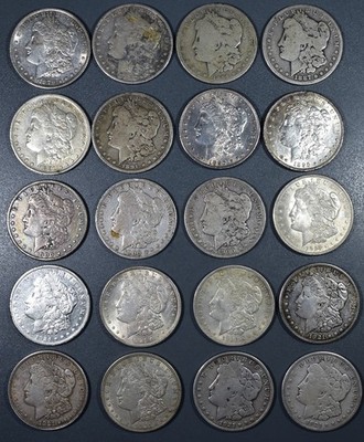 1879-1921 POS $1 MORGAN SILVER DOLLARS Full Roll 20 for 1 PRICE KM#1KM ...
