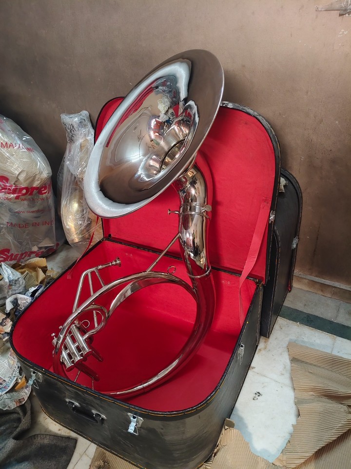 SOUSAPHONE 22"BELL SIZE OF PURE BRASS CHROME POLISH+CASE +MOUTHPC+ FREE ...