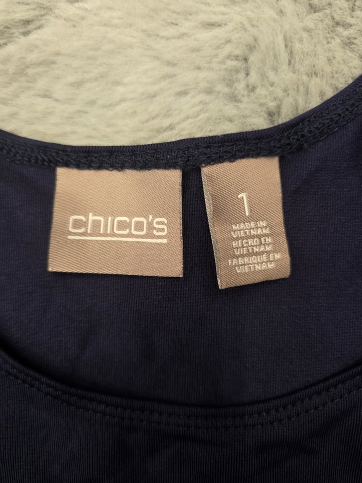 Chicos Gorgeous Tank Top Sz 1 Sleeveless Tank Top Round Neck Pretty ...