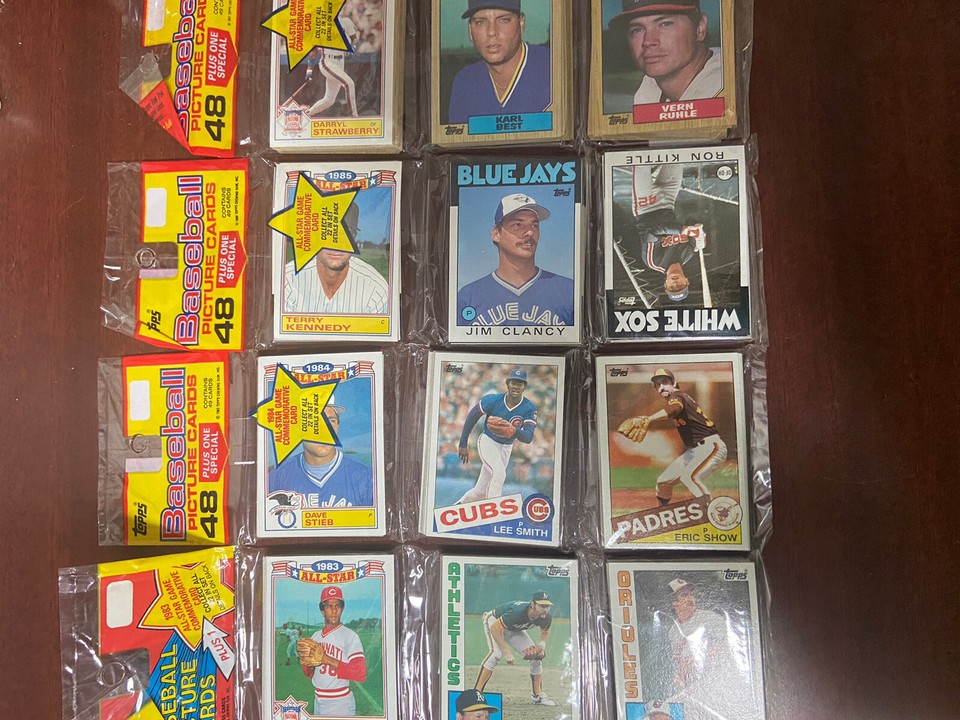 1985, 86, 87, 88, 89 TOPPS BASEBALL CARDS- 5 UNOPENED RACK PACKS- 234 ...