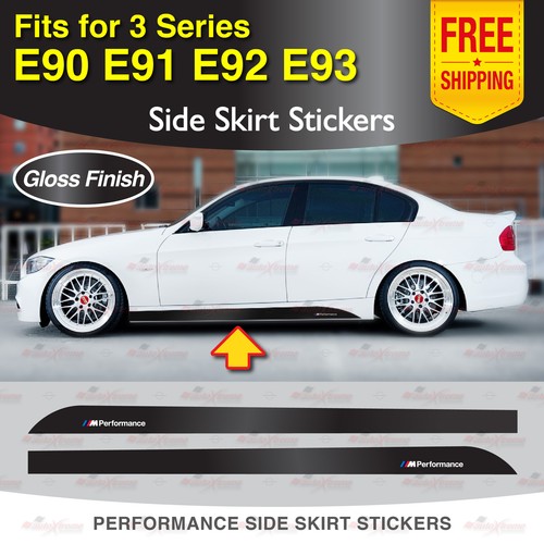 Racing Side Skirt Stripe GLOSS Vinyl Decal Sticker for BMW E90 E91 E92 ...