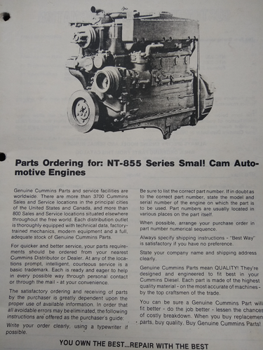 CUMMINS NT-855 SERIES SMALL CAM AUTOMOTIVE ENGINES | eBay