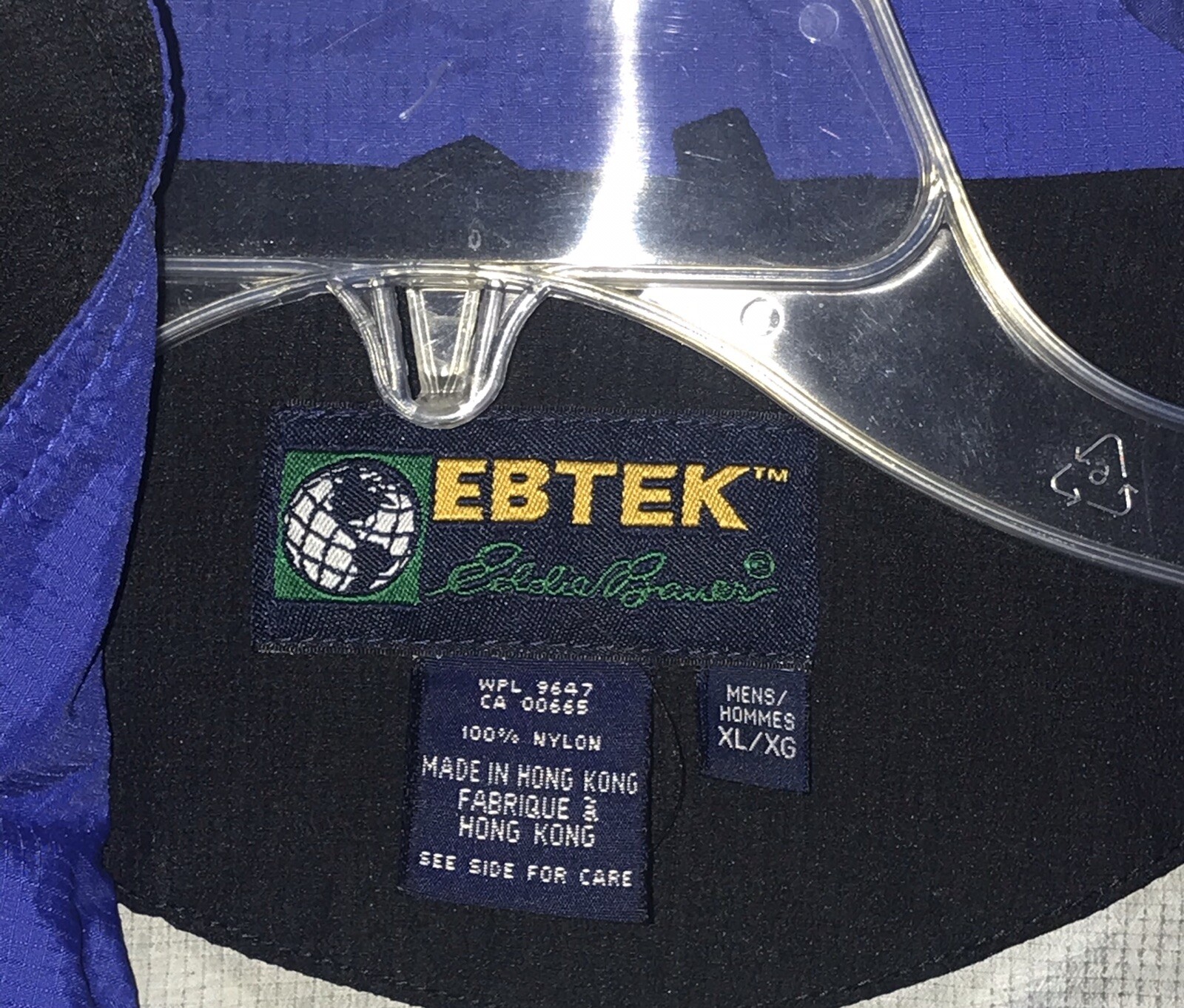 Vintage Men’s Jacket EBTEK By Eddie Bauer Blue Black Windbreaker ...