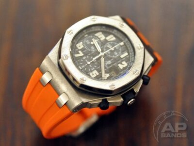 AP Bands Scuta 100% Rubber Strap Orange For Audemars Piguet Royal Oak ...