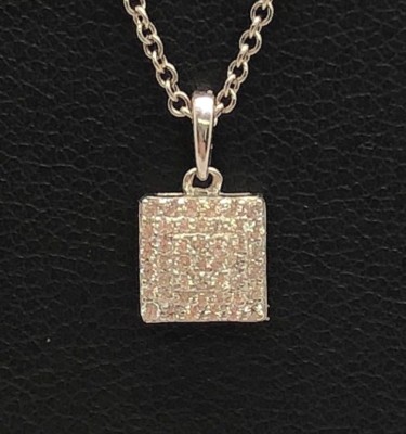 Sterling Silver 925 CZ Petite Geometric Square Cluster Necklace 18" | eBay