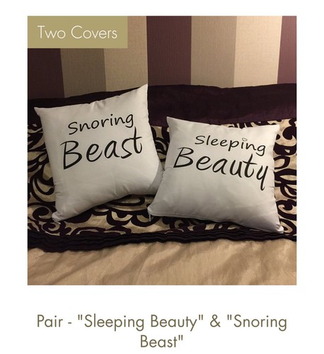 Sleeping Beauty & Snoring Beast Pair. Two Cushion Covers Couples ...