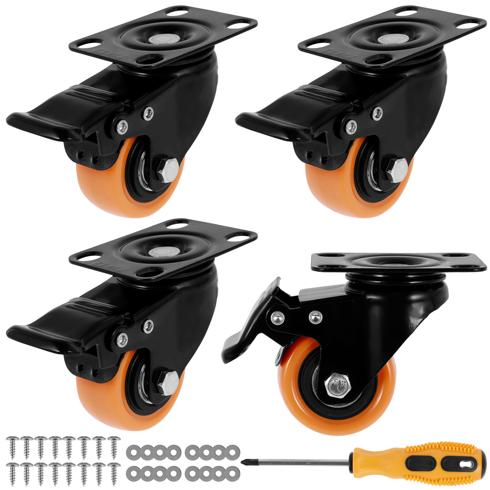 4Pcs Caster Wheels 2" Heavy Duty Casters 360 Degree Swivel Furniture ...