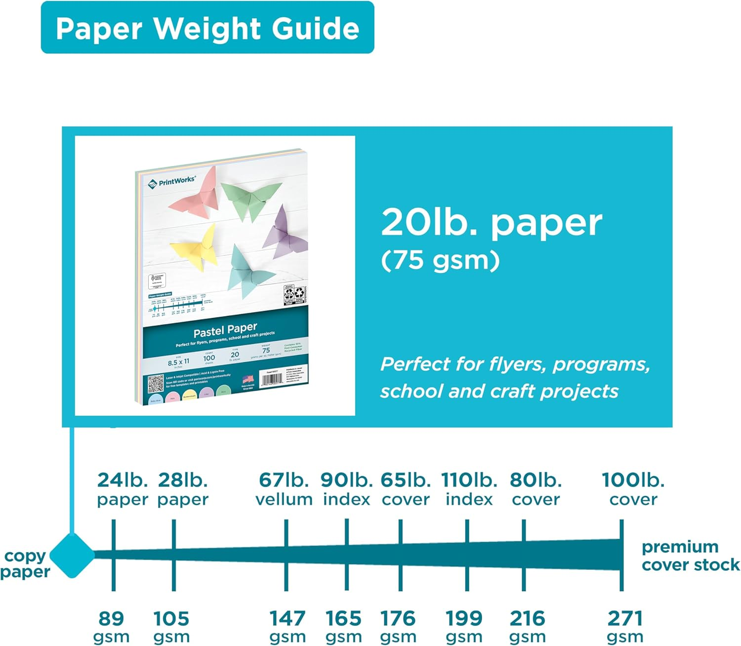 Pastel Paper, 20 Lb, 5 Assorted Pastel Colors, 30% Recycled Color ...