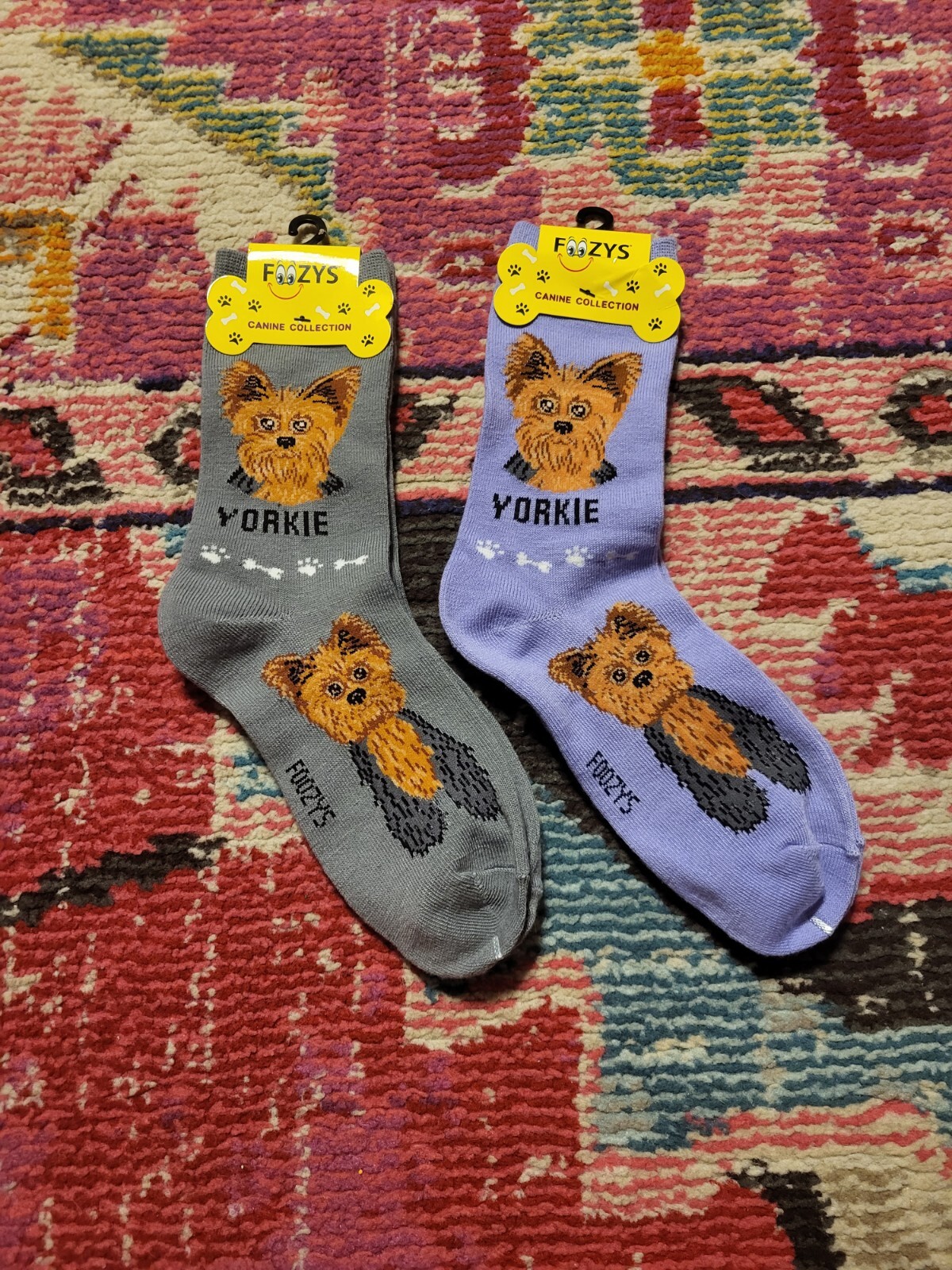 2 New Pairs of Foozy Canine Collection Yorkie Terrier Dog socks womens ...