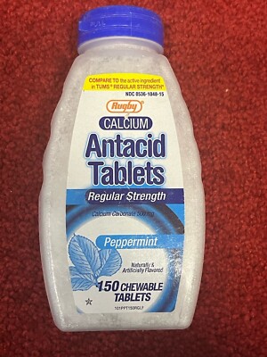 Rugby Antacid Chewable Tabs Regular Strength Peppermint 500 mg 150 Ct ...